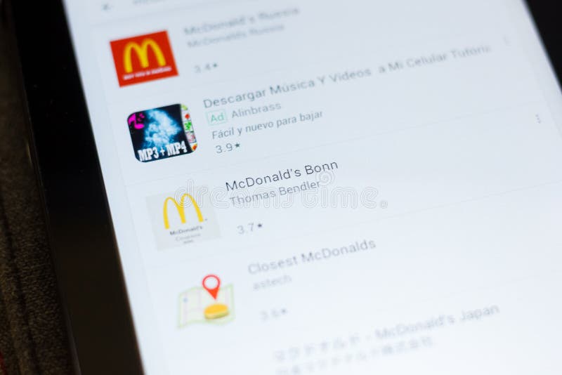 Ryazan, Russia - June 24, 2018: McDonalds Bonn Icon on the List of ... Ryazan, Russia - June 24, 2018: McDonalds Bonn Icon on the List of ...