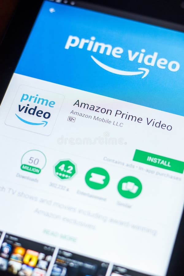 Ryazan, Russia - March 21, 2018 - Amazon Prime Video Mobile App on the ...