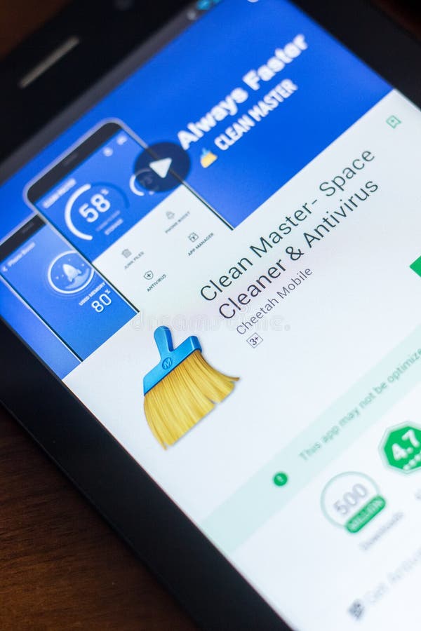 Ryazan, Russia - March 21, 2018 - Clean Master Mobile App on a Display ...
