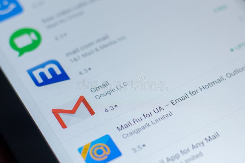 Ryazan, Russia - March 21, 2018 - Gmail Icon in a List of Mobile Apps ...