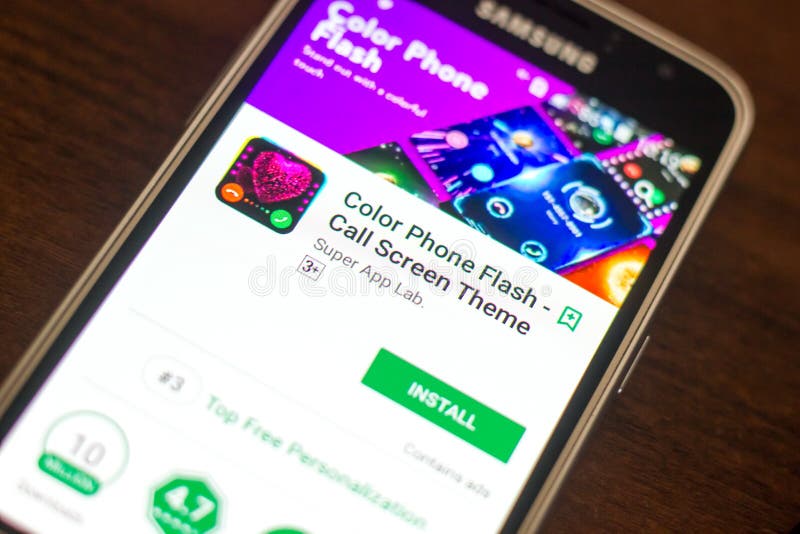 Ryazan, Russia - May 04, 2018: Color Phone Flash Mobile App on the ...