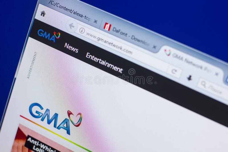 Ryazan, Russia - May 13, 2018: GMA Network Website on the Display of PC ...