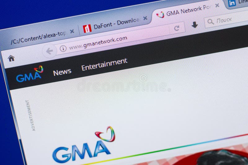 Ryazan, Russia - May 13, 2018: GMA Network Website on the Display of PC ...