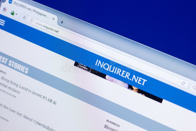 Ryazan, Russia - May 08, 2018: Inquirer Website on the Display of PC ...