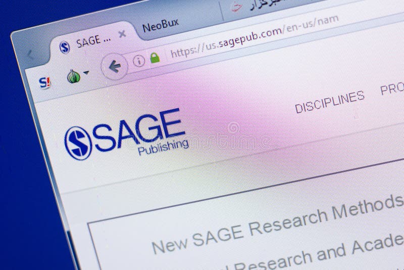 Ryazan, Russia - May 13, 2018: SagePub Website on the Display of PC ...