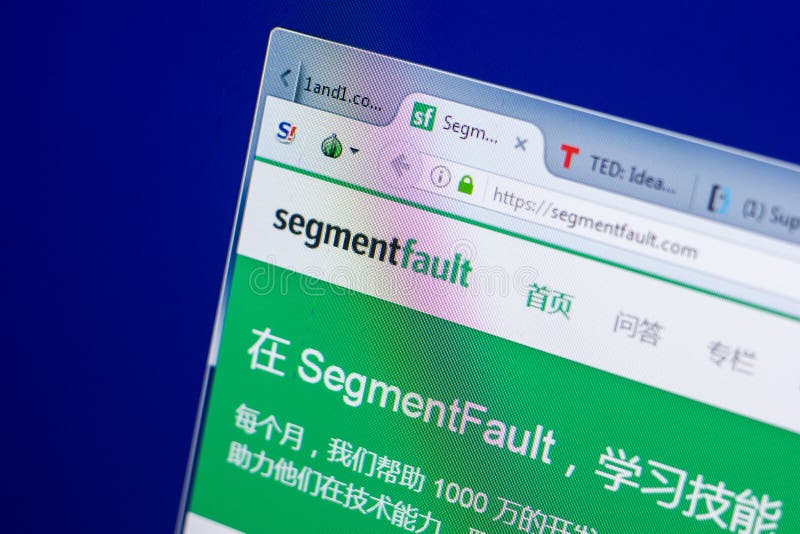 Ryazan, Russia - May 08, 2018: SegmentFault Website on the Display of PC, Url - SegmentFault.com ...