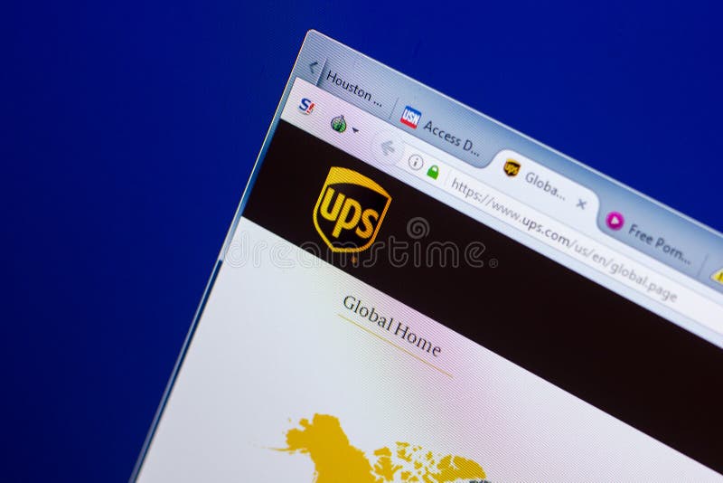 Ryazan, Russia - May 08, 2018: UPS Website on the Display of PC, Url ...