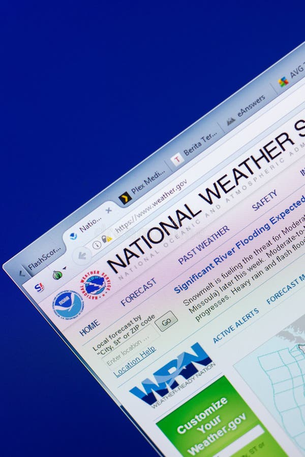 Ryazan, Russia - May 08, 2018: Weather Website on the Display of PC ...