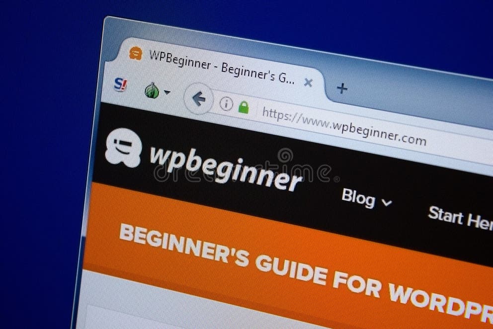 Ryazan, Russia - September 09, 2018: Homepage of Wp Beginner Website on the Display of PC, Url ...