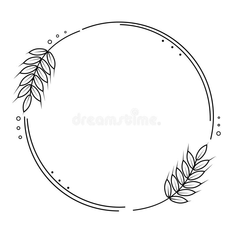Rye, Barley or Wheat Round Frame or Wreath on White Background. Stock ...