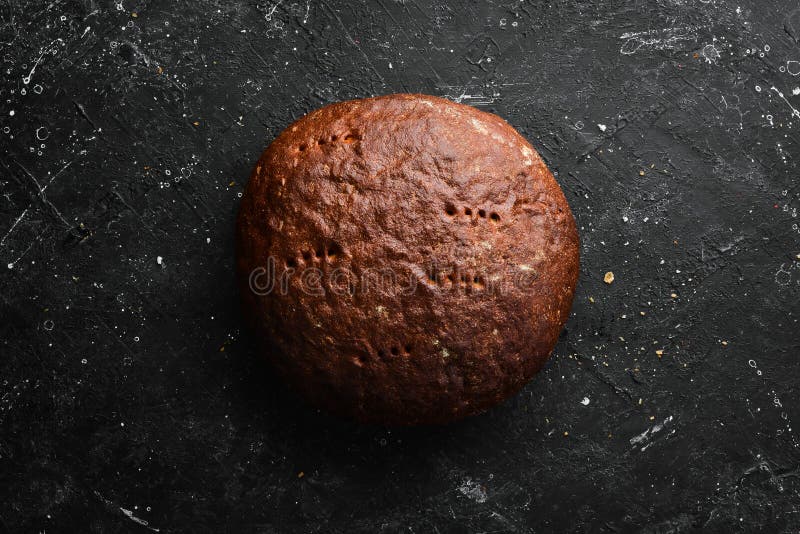 Rye Black Round Bread. Baking from Rye and Flour Stock Image - Image of ...
