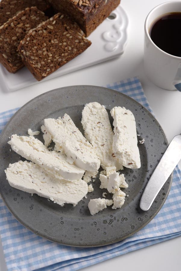 Rye Bread, Cheese and Coffee Stock Image - Image of table, black: 98698643