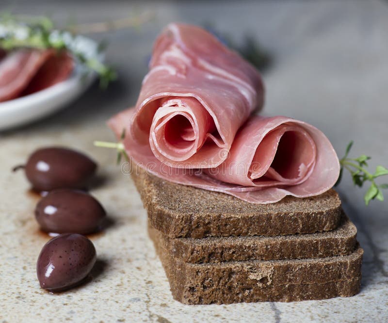 Rye Bread ,Cold Cuts and Olives Stock Photo - Image of cold, cuts ...