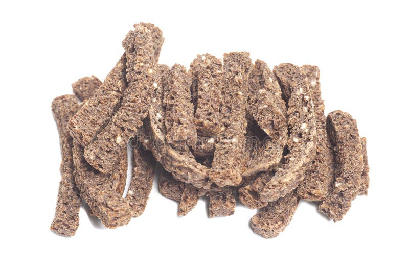 Rye Bread Crackers Isolated on White, Top View Stock Photo - Image of ...