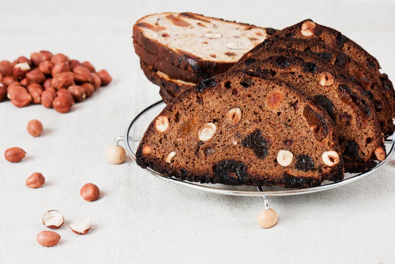 Rye Bread with Dried Fruits and Nuts. Stock Photo - Image of bread ...