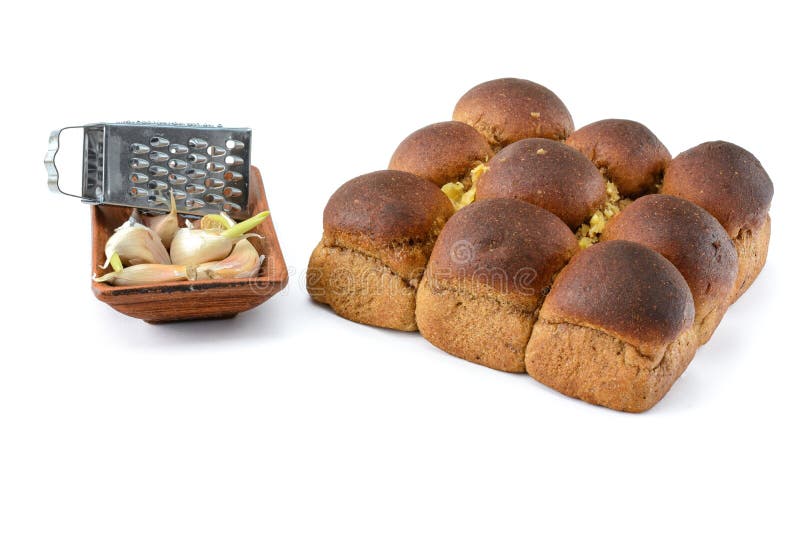 Rye Bread with Garlic is Isolated on a White Background, Selective ...