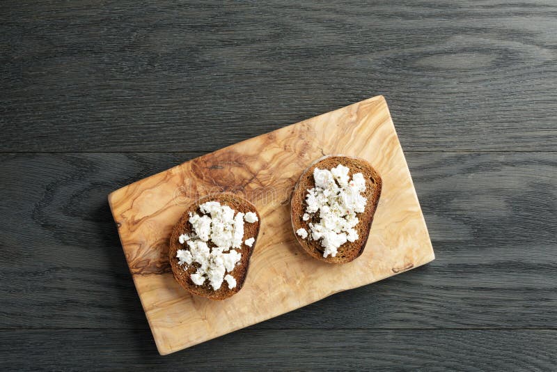 Rye Bread Grated with Garlic and Ricotta Cheese Stock Image - Image of ...