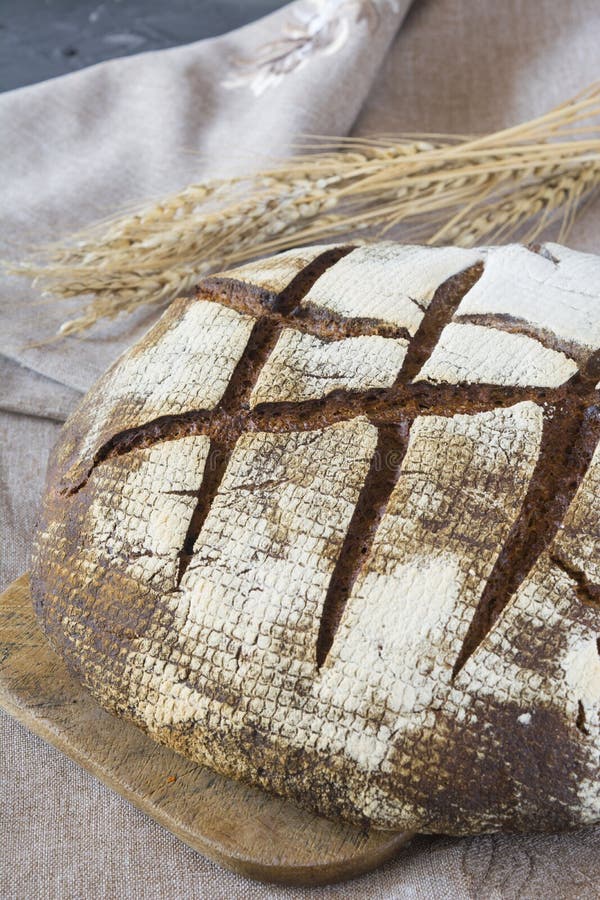 Rye Bread on the Grey Napkin Stock Photo - Image of agriculture ...