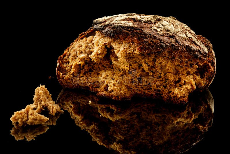 Rye Bread Isolated on Black Background Stock Photo - Image of ...