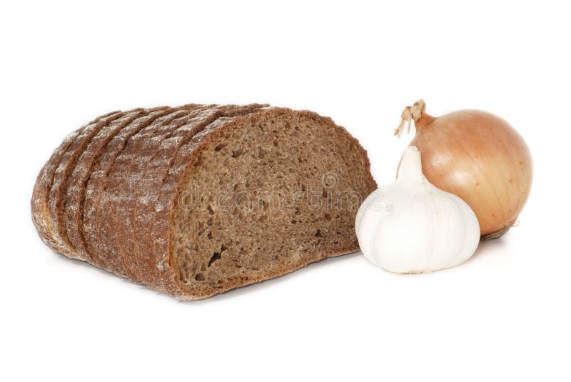 Rye Bread, Onion and Garlic Stock Image - Image of slices, vegetarian ...