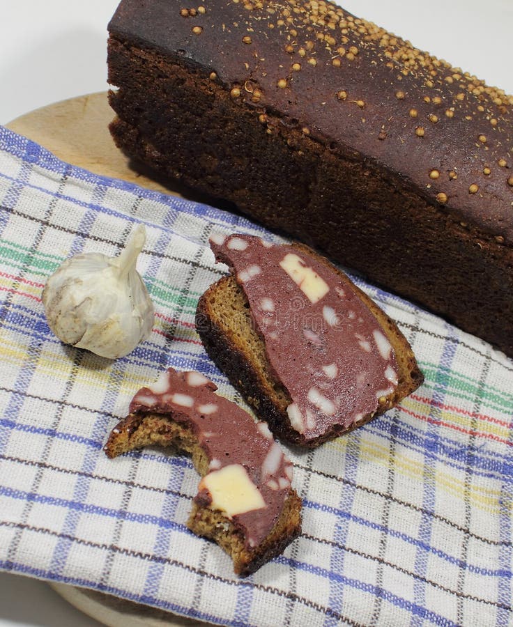 Rye bread with sausage stock photo. Image of lifestyle - 51402714
