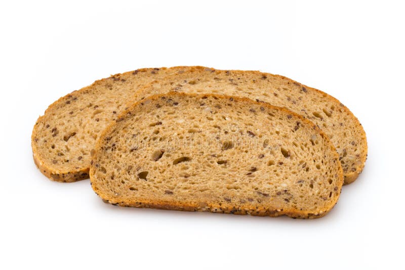 Rye Bread Slice Isolated on White Background. Stock Image - Image of ...
