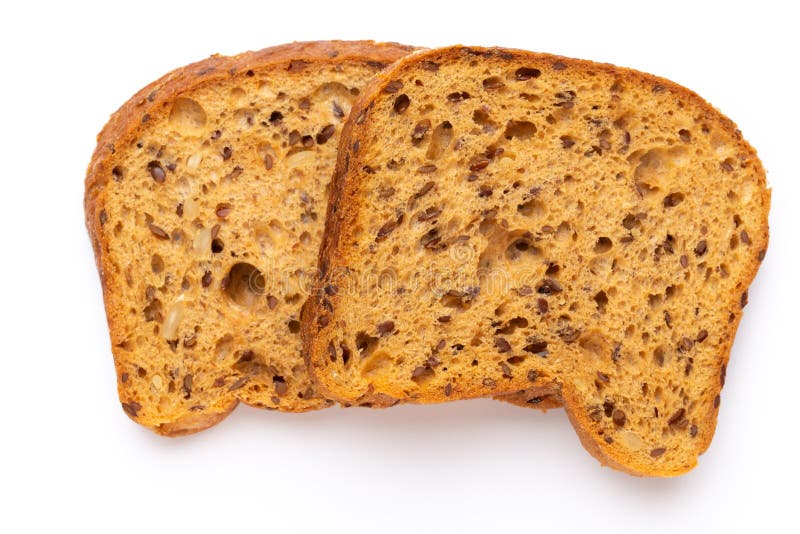 Rye Bread Slice on a White Background Stock Image - Image of grain ...