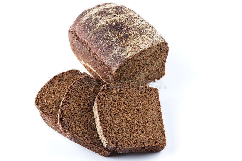 Rye Bread Slices Isolated on White Background Stock Image - Image of ...