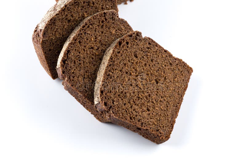 Rye Bread Slices Isolated on White Background Stock Photo - Image of ...