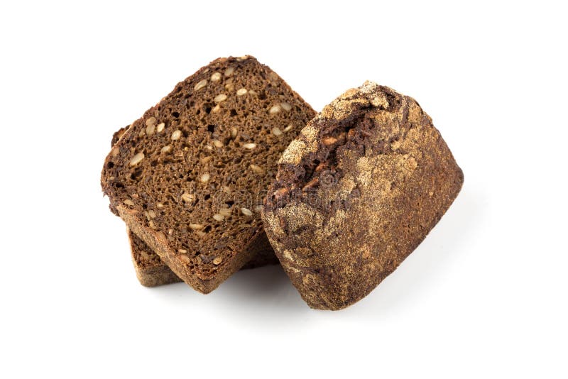 Rye Bread Slices Isolated on White Background Stock Image - Image of ...