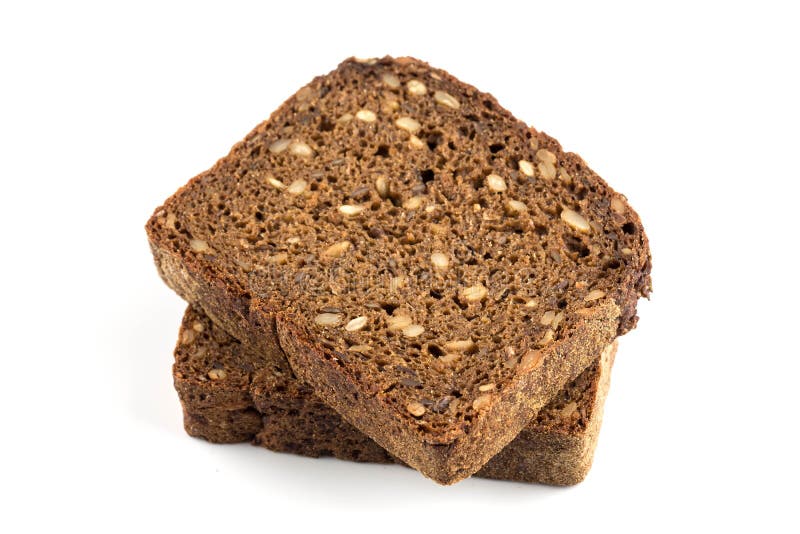 Rye Bread Slices Isolated on White Background Stock Image - Image of ...