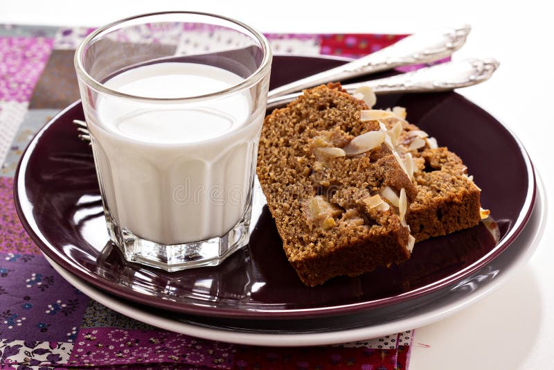 Rye Cake with Apples and Almonds Stock Image - Image of sweet, calories ...