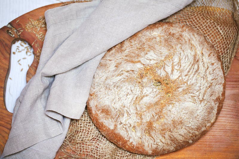 Rye and Cornmeal Rustic Bread Loaf Stock Photo - Image of leavened ...