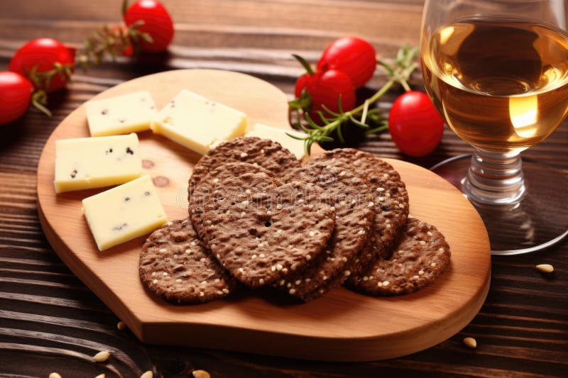 Rye Crackers Surrounding a Heart-shaped Swiss Cheese Stock Image ...
