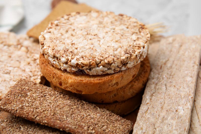 Rye Crispbreads, Rice Cakes and Rusks, Closeup Stock Image - Image of ...