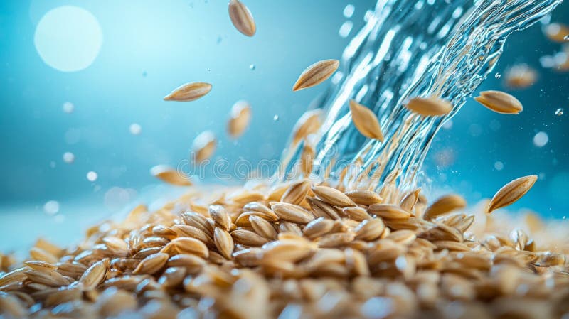 Rye Groats Appear Suspended Water Highlighting Their Distinct Separate ...