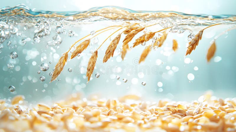 Rye Groats Float Individually Water Creating Striking Visual Effect ...