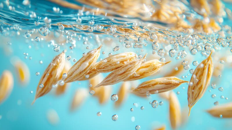 Rye Groats Float Seamlessly Water Surrounded Bubbles and Vibrant ...
