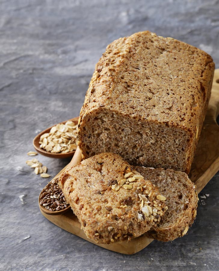 Rye Wholemeal Bread with Flax Seed Stock Photo - Image of fresh, bread ...