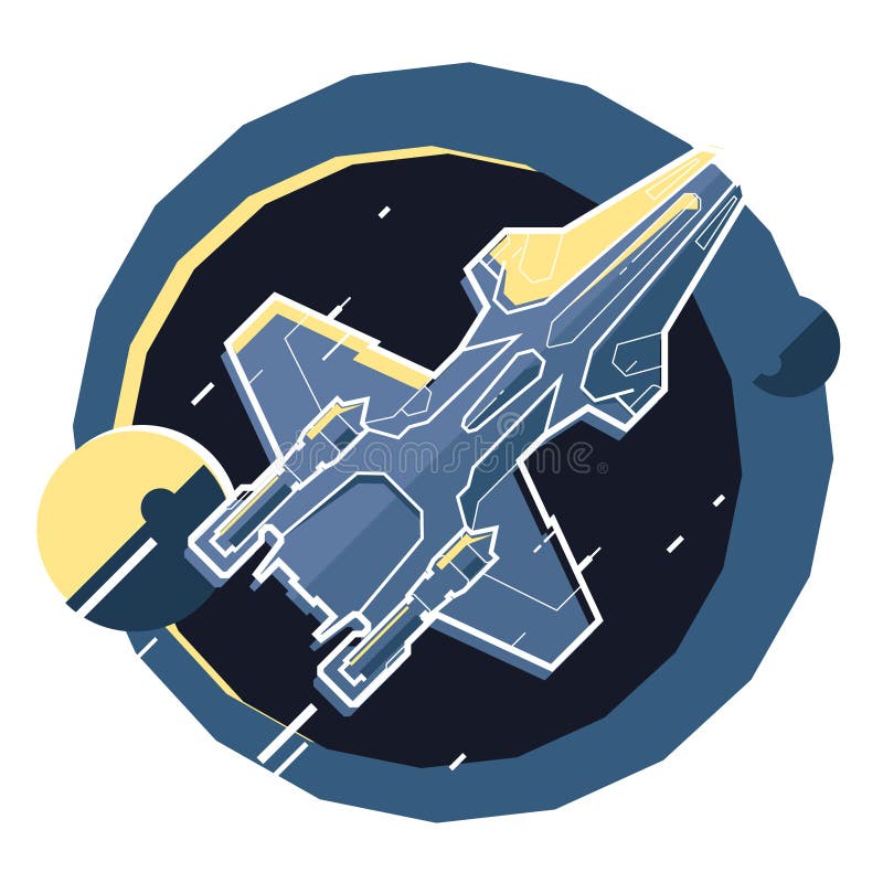 Rymdskepp Rymdskepp I Utrymme, Planet Vektor Illustrationer ...