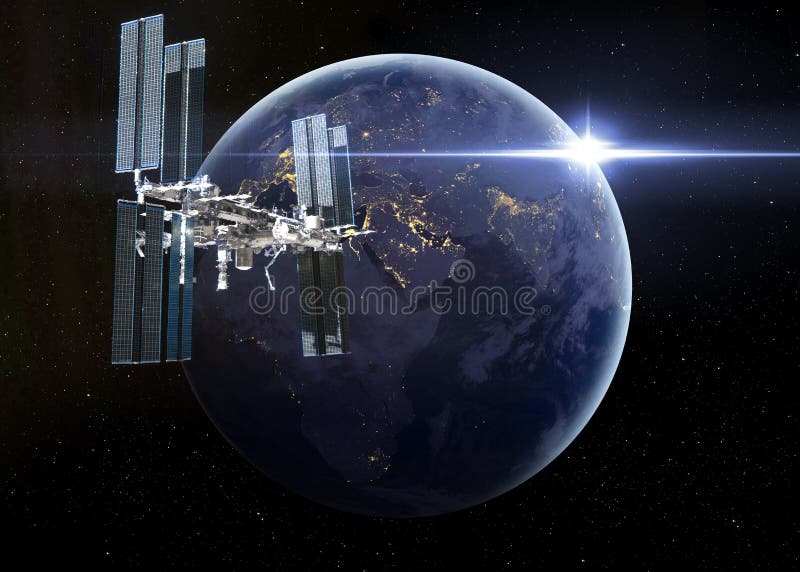 Rymdstation Som Kretsar Kring Earth Fotografering för Bildbyråer - Bild ...
