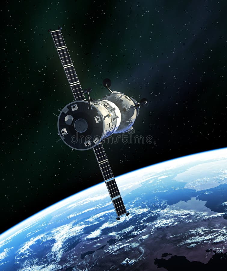 Rymdskepp i yttre rymd stock illustrationer. Illustration av ...