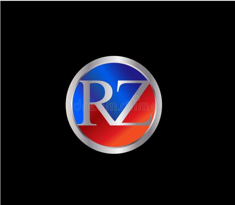 RZ Initial Circle Shape Red Blue Silver Color Later Logo Design Stock ...