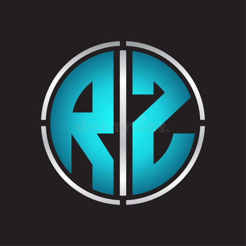 RZ Logo Initial with Circle Line Cut Design Template on Blue Colors ...