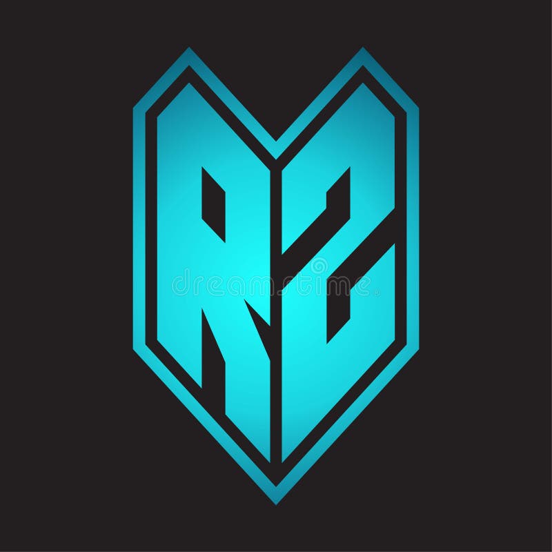 RZ Logo Monogram with Emblem Line Style Isolated on Blue Gradient ...