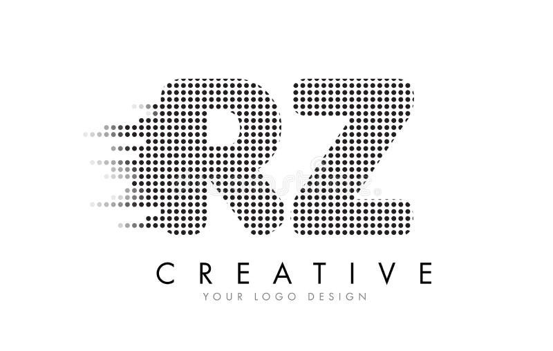 RZ R Z Letter Logo with Black Dots and Trails. Stock Vector ...