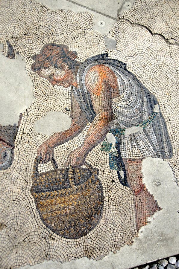 Mozaiki Portreta Rzymska Smutna Kobieta Zdjęcie Stock - Obraz złożonej ...