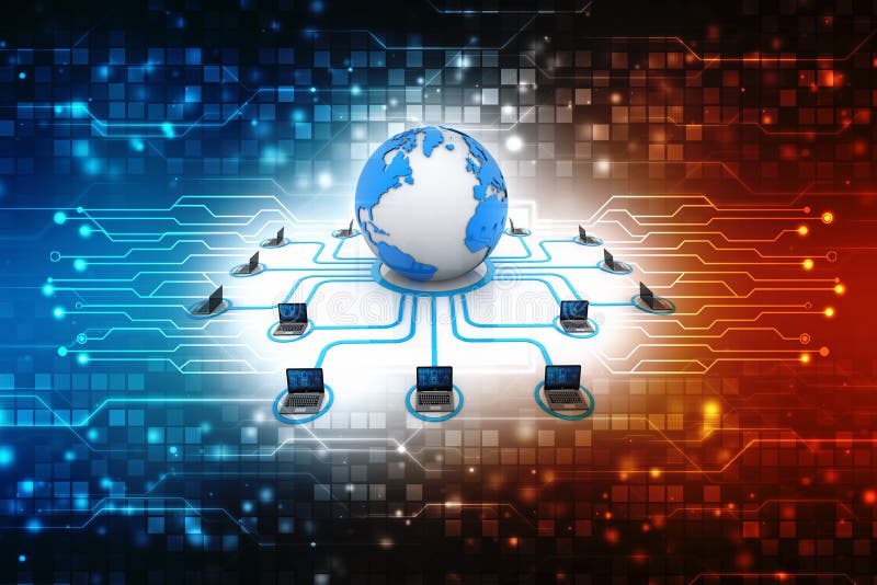 Computer Network Isolated in Technology Background. Network Connection, Internet Background. 3d ...