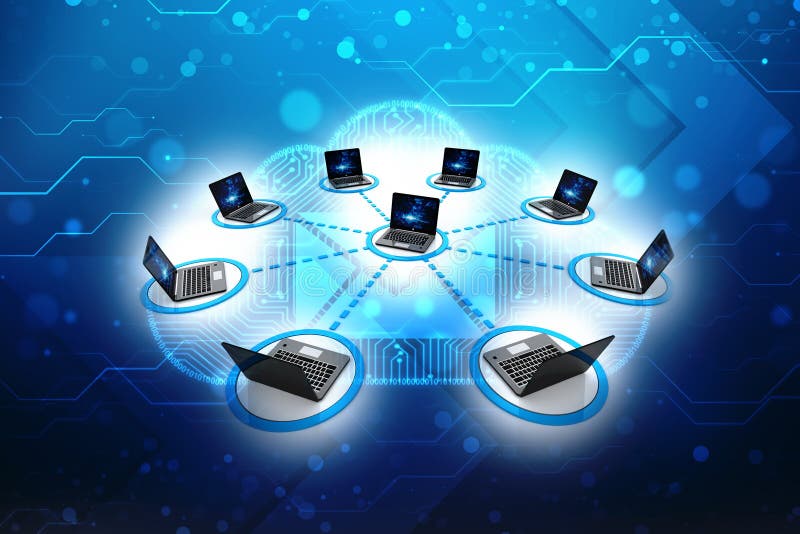 Réseau Informatique à L'arrière-plan Numérique 3d Rendent Illustration ...