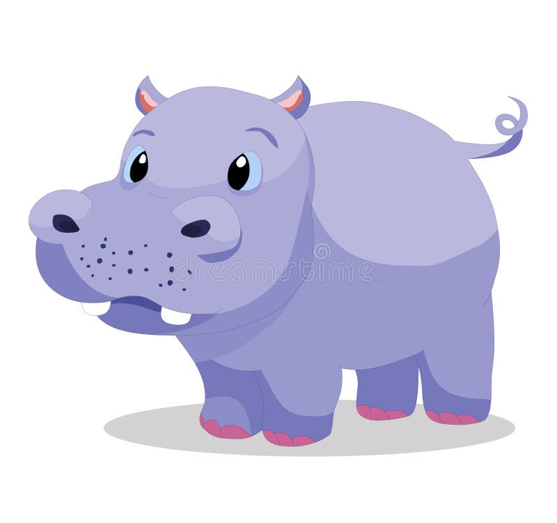 Rolig Flodhäst För Tecknad Film Vektor Illustrationer - Illustration av ...
